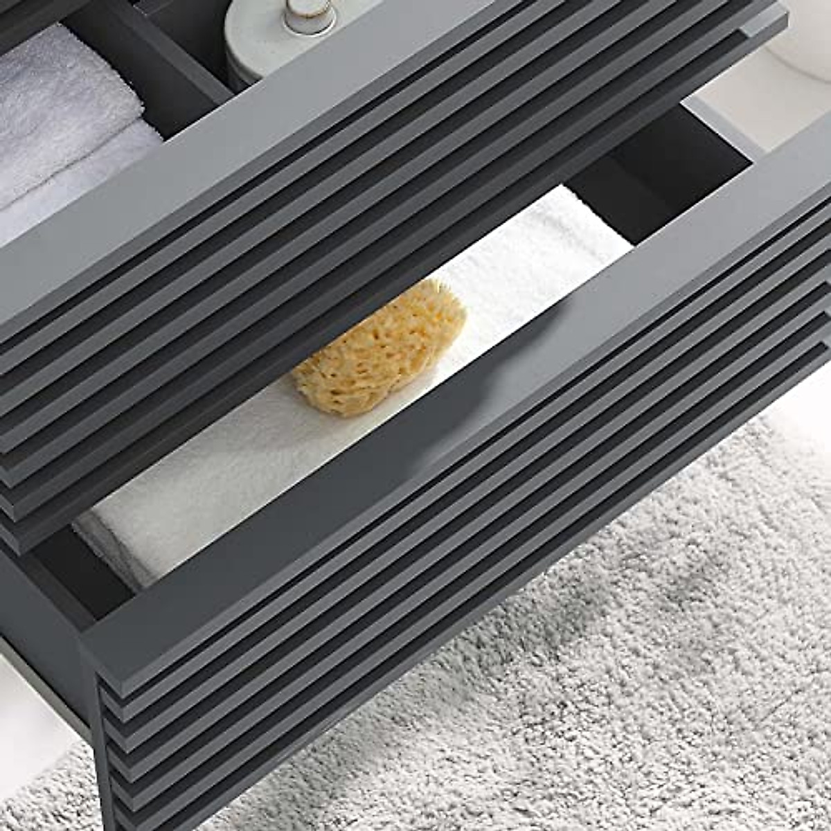 Modway Render 23.5" MDF Wood Wall-Mount Bathroom Vanity Cabinet in Gray