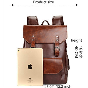 WEECOC Vintage Leather Backpack Casual Daypack for Men Women Laptop Bag Satchel Bags Unisex Satchel Bags Classic style (brown)