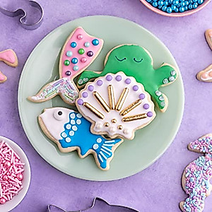 Cookie Cutter Kingdom, Mermaid Sea Themed Cookie Cutter Set, 8 Piece Set, Cookie Cutters Shape, Biscuit Fondant Cutters for Party Decorations (Mermaid - 8 Pack)