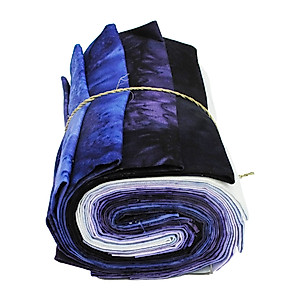 Hoffman California Hoffman Batik 1895 Watercolor Fat Quarter Bundle 12pcs, Purple Yard