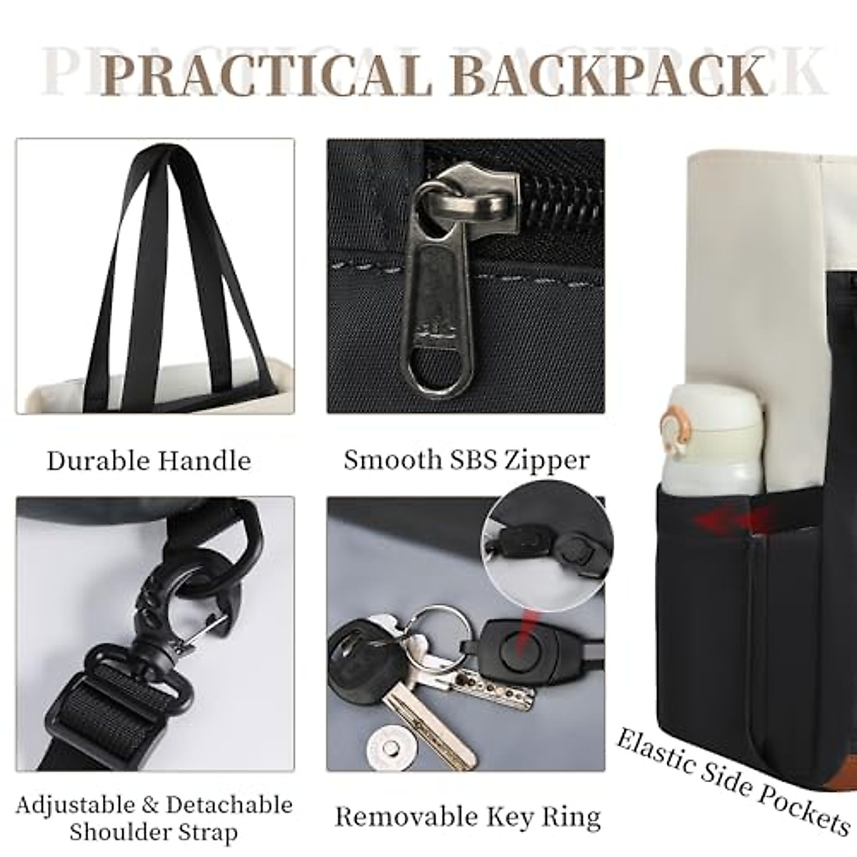 NEWHEY Backpack Purse for Women 15.6 Inch Convertible Laptop Tote Bag Backpack with USB Charging Hole Waterproof College Laptop Bag Casual Daypacks Large Travel Computer Backpacks for Work, Black