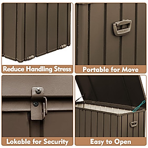 120 Gallon Deck Box, Large Steel Outdoor Storage Box Waterproof, Lockable Patio Storage Box with Side Handle & Mobility Rollers, Outdoor Deck Box Storage Cabinet for Outside Cushions, Garden Tools