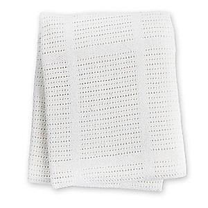 lulujo Baby Cellular Baby Blanket, White