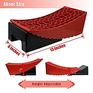 HRIDECYT Camper Levelers for Travel Trailers,No Trimming Required,Faster and Easier Than RV Leveling Blocks,Includes 2 Curved Levelers,2 Wheel Chocks,2 Non-Slip Mats,1 Carry Bag,Up to 35000lbs