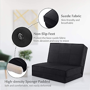 Giantex 5-Position Adjustable Convertible Flip Chair, Sleeper Dorm Game Bed Couch Lounger Sofa Chair Mattress Living Room Furniture, Black