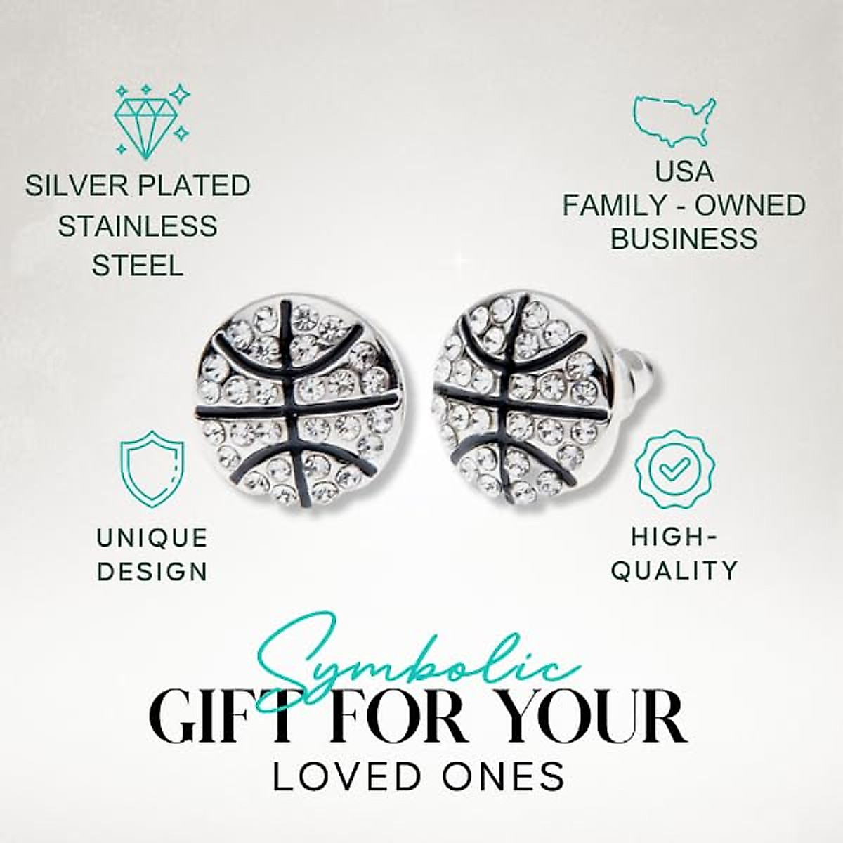 Basketball Earrings, Basketball Jewelry, Silver Basketball Stud Earrings- Basketball Gifts For Women Basketball Player, Basketball Mom, Basketball Lover, Fans