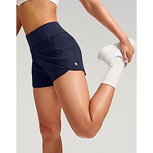 G Gradual Women's Running Shorts with Mesh Liner 3" Workout Athletic Shorts for Women with Phone Pockets(Navy Blue,X-Small)