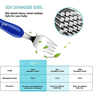 Lehoo Castle Toddler Utensils Kids Silverware, 6pcs Safety Stainless Steel Toddler Fork Spoon Knife Set, Children Flatware Set, Safety Utensils for Toddler and Children