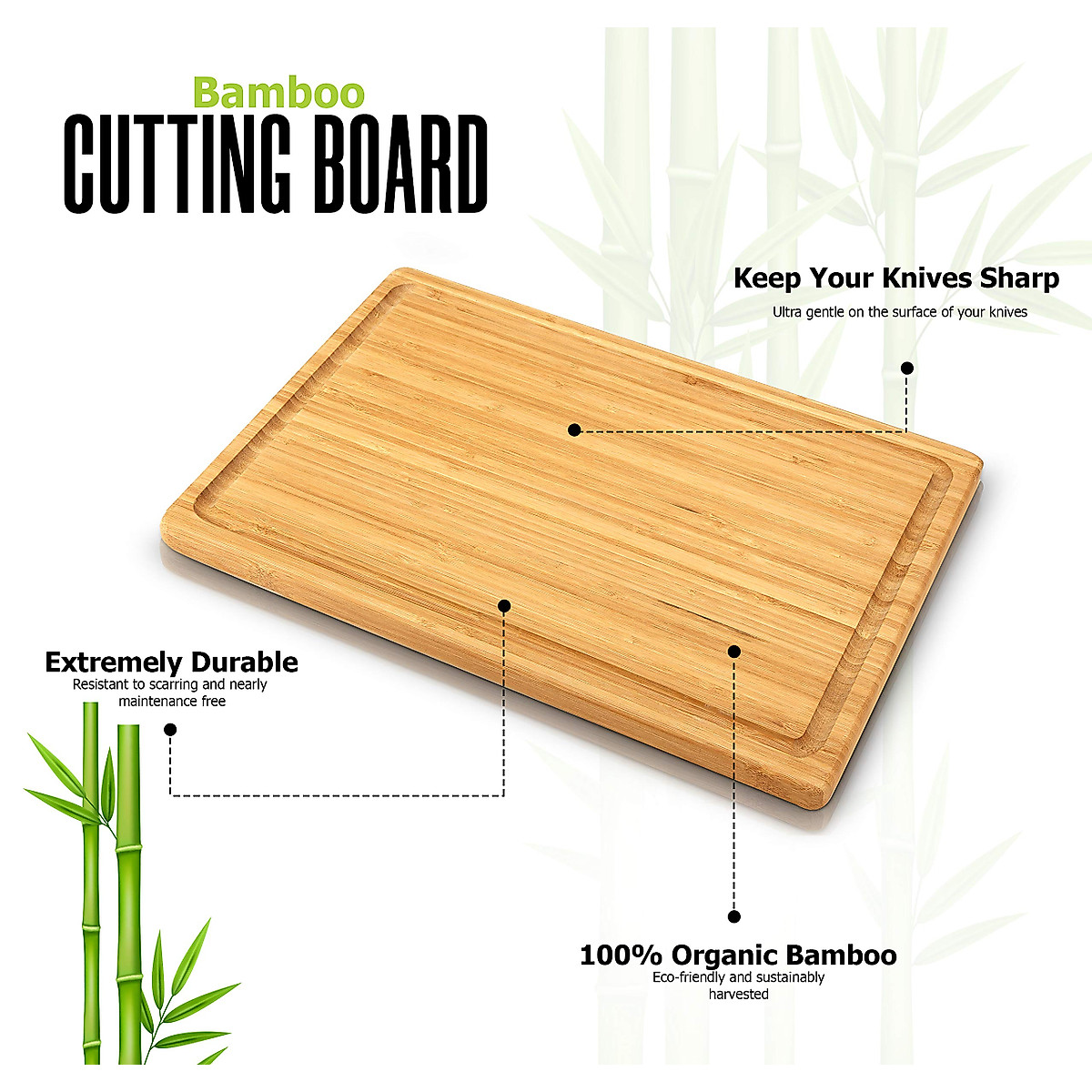 Utopia Kitchen Extra Large Bamboo Cutting Board with Juice Groove - Kitchen Chopping Board for Meat Cheese and Vegetables (17 x 12 Inch) (2)