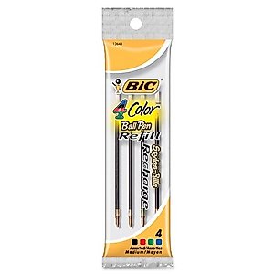 BIC 4 Color Refills - Medium Point 1.0mm 4ct, Assorted (MRM41-Ast)
