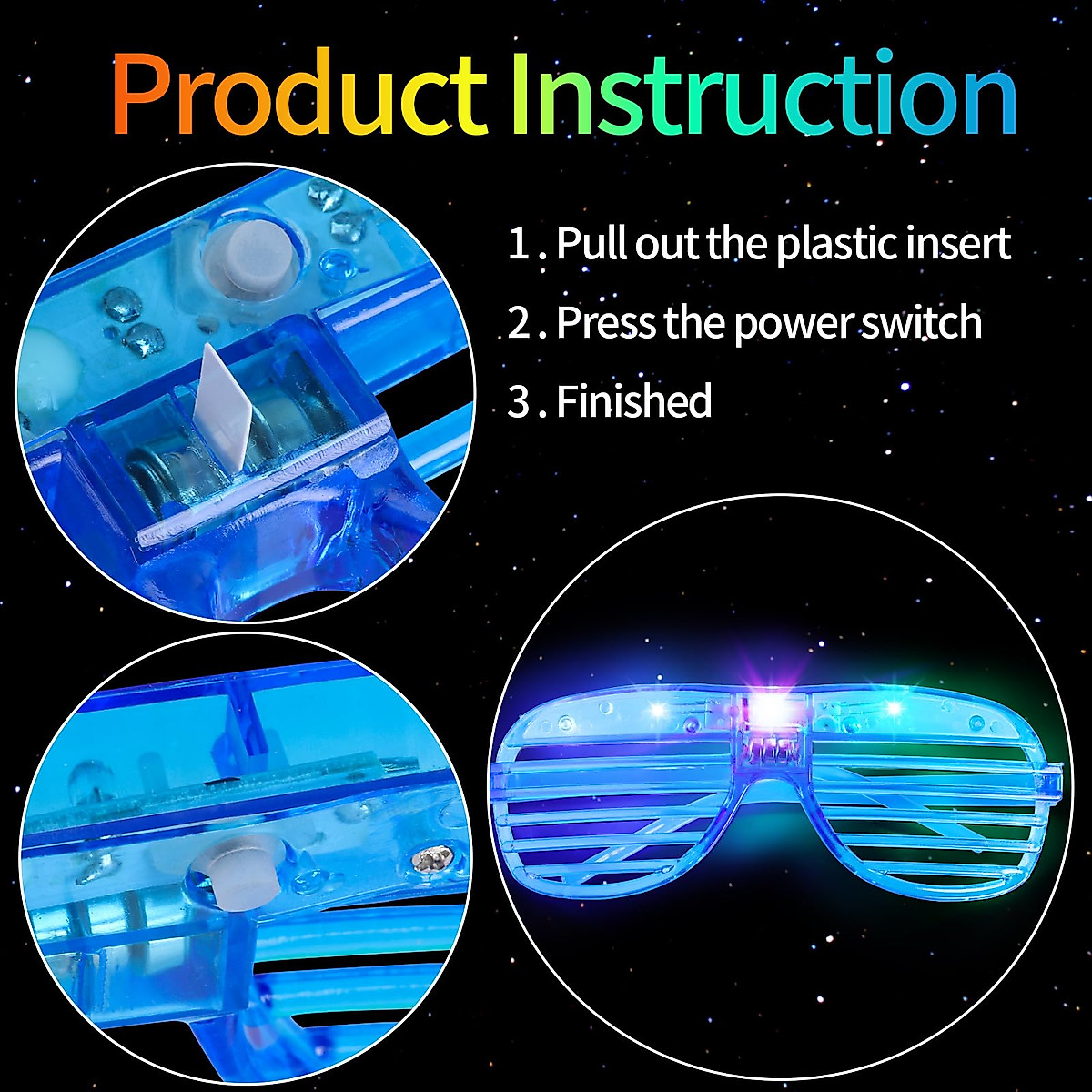 15 Pack Light Up Glasses 5 Colors Glow in The Dark LED Glasses Party Supplies for Kids Adults 80s Shutter Shades Neon Party Favors