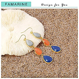 FAMARINE Multicolor Dangle Drop Earrings Bracelet Necklace for Girls Women, Red Blue