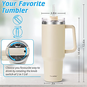 40 oz Tumbler with Handle and Straw, Cats with Leaves Insulated Travel Mug Iced Coffee Cup, Reusable Stainless Steel Insulated Water Bottle, Keeps Drinks Cold for 34 Hours, Dishwasher Safe, BPA Free