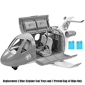 Mattel Replacement Parts for Barbie DreamPlane Playset - GDG76 ~ Includes 2 Blue Airplane Seat Trays and 1 Pretend Bag of Chips