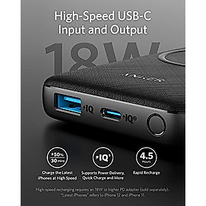 Anker PowerCore III 10K Wireless Portable Charger with Qi-Certified 10W Wireless Charging and 18W USB-C Quick Charge for iPhone 13, 12, Mini, Pro, iPad, AirPods, and More