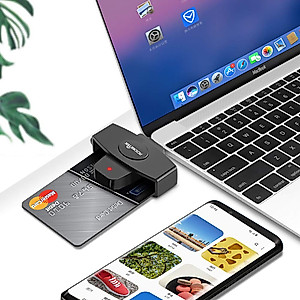 Type C CAC Rocketek DOD Military USB-C Common Access CAC Smart , Credit /CAC Chip card reader Compatible with Android Phones, MacBook Pro, iMacCR5+LTCR1