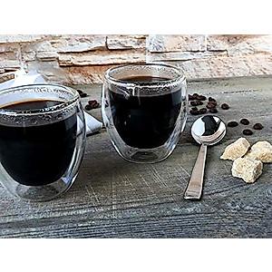 Creano Double Wall Espresso Glasses 3.5 OZ, Insulated Glass Cups - 6X 3.5oz (100ml)