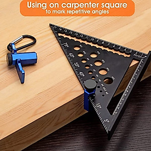 Stair Gauge Knob, Aluminum Alloy Stair Gauge with Holder and Carabiner Professional Stair Stringer Layout Tool for Circular Saw Carpentry Squares