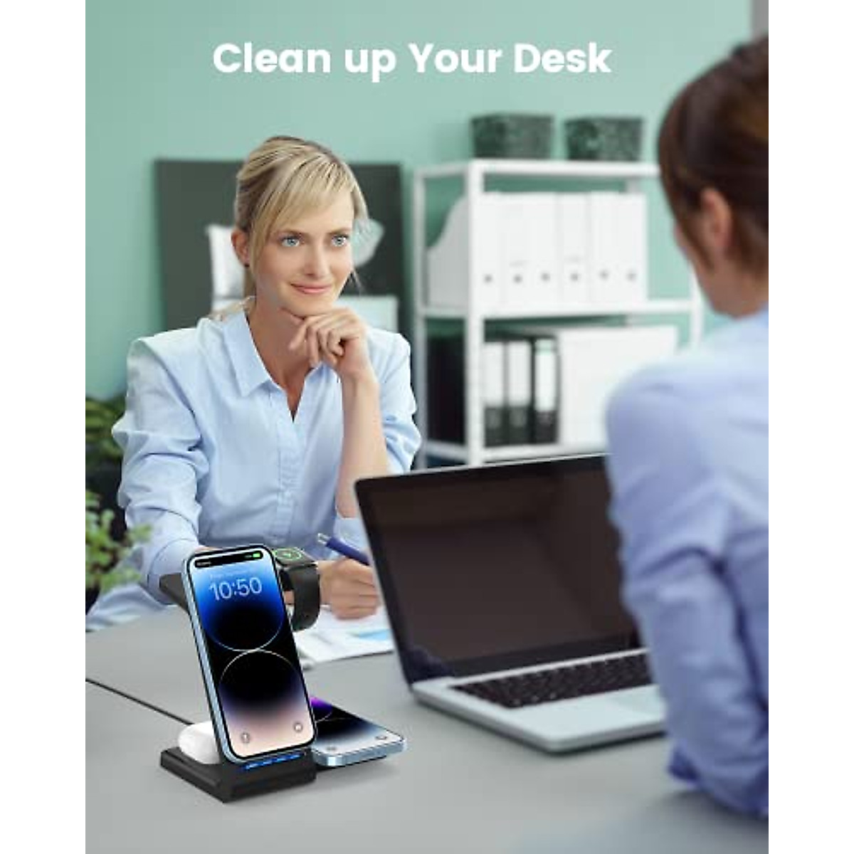 Charging Station for Multiple Devices Apple, 4 in 1 Wireless Charger Station, with Qi-Certified 30W Charging Dock for Apple Watch 7 6 SE 5 4 3, iPhone 14 13 12 11 Pro, Pro Max, Mini, AirPods Pro 3, 2