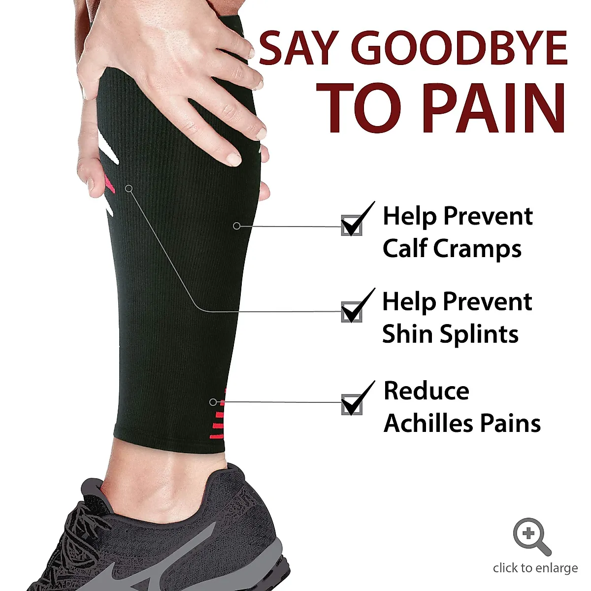 Rymora Calf Compression Sleeves Men Women Shin Splints Running (Pair) (Black) (M)