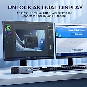 Mini PC Intel 12th Gen N95(up to 3.40Ghz) 8GB DDR4 256GB M.2 SSD Mini Desktop Computer Windows 11 Pro Mini Computers Support 4K Dual Display/BT 4.2/ WiFi 5/USB 3.0/ Auto Power On