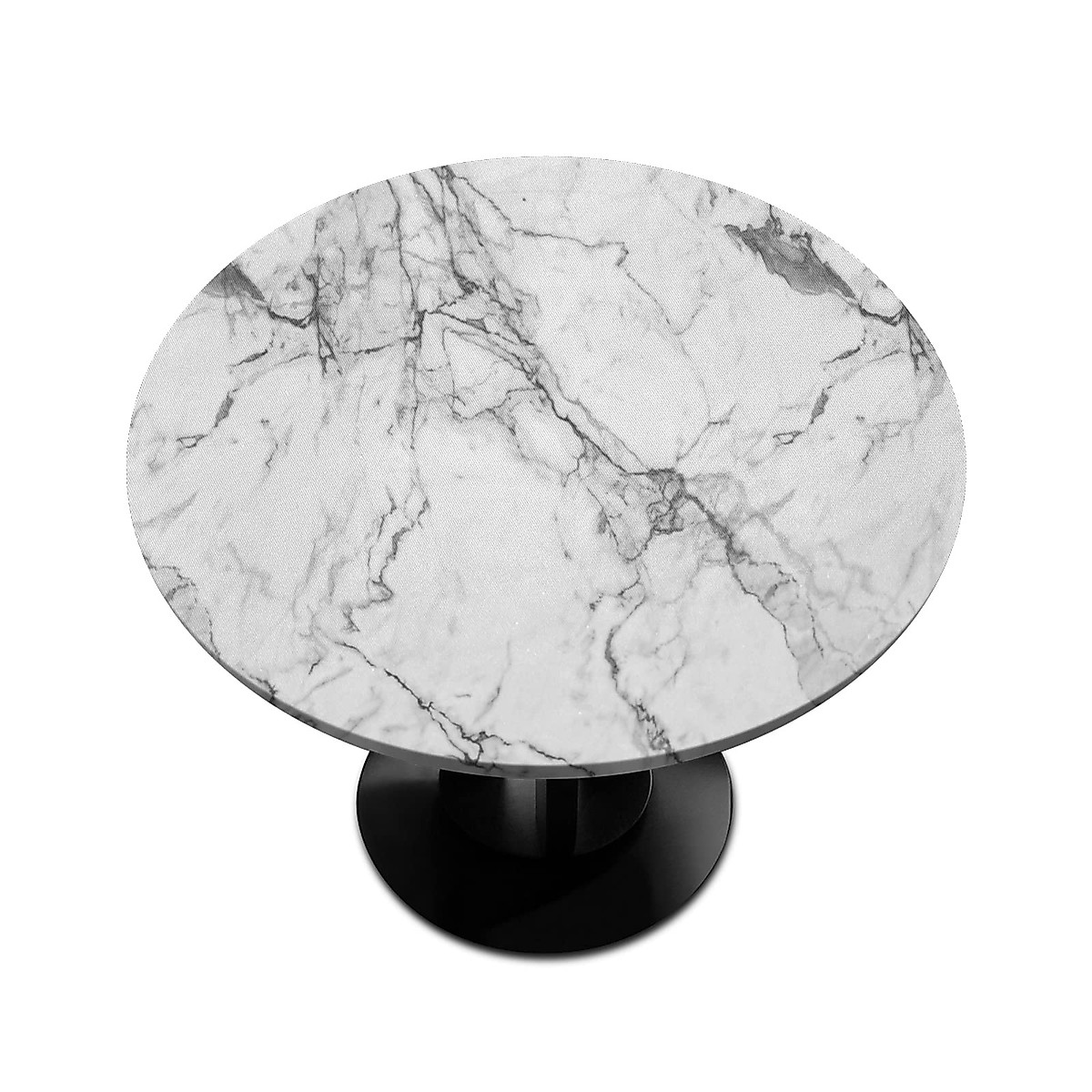 Stylish Marble Round Tablecloth with Elastic Edge,Modern Marble Print Fitted Table Cloth Waterproof Wipeable Round Table Cover for Dining Kitchen Party Indoor Outdoor Patio Table 36"-42" Diameter