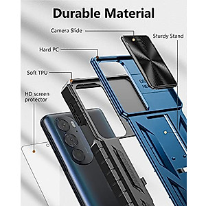 WTYOO Case for Motorola Edge-Plus 2022: Motorola Edge Plus 5G UW 2022 Case - Military Grade Drop Proof Phone Protective Cover with Kickstand and Slide Cover Protection - Durable Shockproof Textured