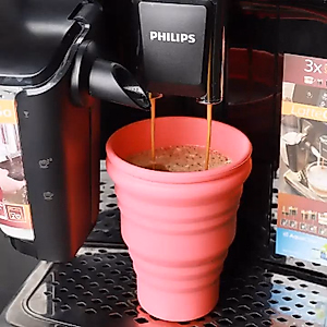 HOGOWARE travel coffee mug collapsible cup insulated tumbler smoothie with lid silicone reusable to go foldable silicon folding hot cold tea water - Large (Army Green)