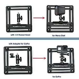 vgsion Camera Baseball Fence Mount for GoPro Hero 13, Mevo Start, Action Camera, Cell Phone, Ajustable, Secure Attachment,Support Recording While Charging Compatible with Insta360 X4, iPhone