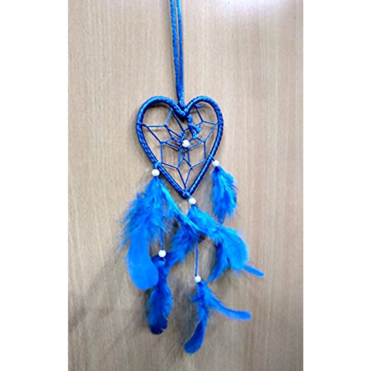 FIKIMOS Dream Catchers Wall Decor, Handmade Feather Bedroom Home Car Decor Nursery Room Hanging Decoration (3" Blue Heart)