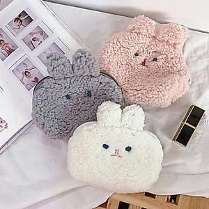 FIDA&MOON Fida&Moon Girls Cute Rabbit Coin Purse Fluffy Mini Cosmetic Wallet with Zipper