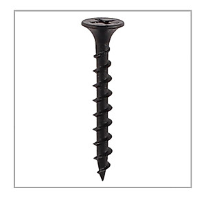 Drywall Screw Wood 6 Coarse Thread Sharp Point Drive 2 Phillips Bugle Head, Black, Ideal Screw for Drywall Sheetrock, Wood and More, 1 Inch, 144 Pack