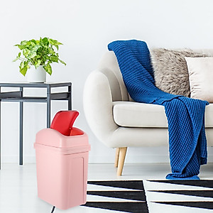 Cabilock Swing Lid Trash Can Round Garbage Bin Large Wastebasket Bucket Container for Bathrooms Powder Rooms Kitchens Office Pink