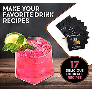 24oz Cocktail Shaker Set Bartender Kit with 2 Stemless Martini Glasses - The Perfect Mixology Home Bar Set Gift - Large Drink Mixer and Bar Accessories: Jigger, Bar Spoon and Martini Glasses - Cresimo