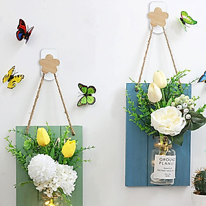 Yisiziyo Decorative Wooden Hooks for Kids Rooms, Natural Beech, self-Adhesive Without Drilling, 4-Pack (Flower)