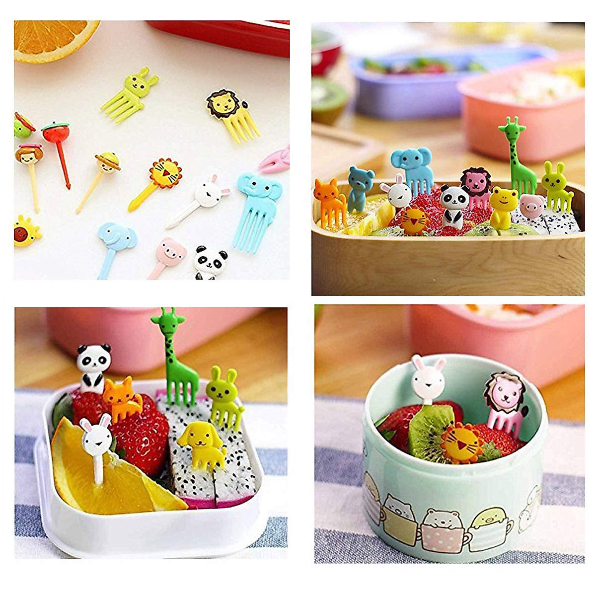 Liangxiang Cute Cartoon Animal Food Fruit Picks Forks Bento Box Lunch Box Decor Pack of 10/8 PCS (Style 1)