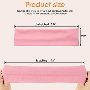 8 Pack - Cotton Headbands for Women，Fashion Stretchy Hair Bands, Headbands for Women Non Slip for Women's Hair for Workout Yoga Running Sports