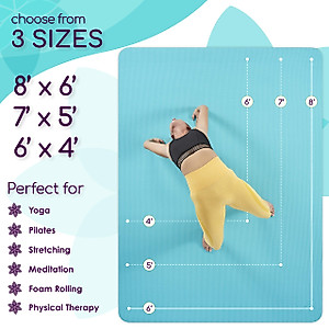 Large Yoga Mat 8'x6'x8mm Extra Thick, Durable, Non-Slip & Odorless Barefoot Exercise and Premium Fitness Home Gym Flooring Mat by ActiveGear - Light Blue