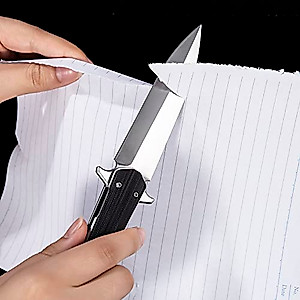 TACRAY Unique Folding Camping Knife, One-hand Operated Hunting Knife (NOT a Flick Knife), Pocket Clip Knife with Durable Handle (G10) and Single-edged Sharp Blade