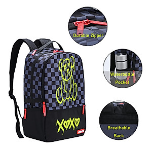 UNIKER Laptop Backpack with USB Port,Graffiti Backpack for Work,Space School Backpack,Designer Laptop Backpack for 15.6 Inch (Black Bear)
