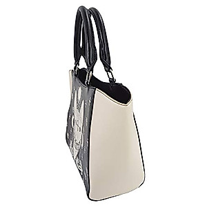 Lost Queen Gothic Bastet Sphynx Cat Occult Goth Satchel Handbag, Black, Cream, Small