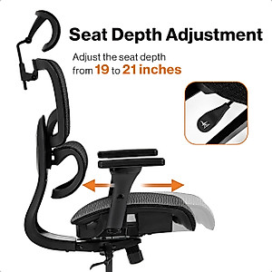 Wellnewlife Prestige Ergonomic Office Chair Adjustable Lumbar Support and Seat Depth, Mesh Office Chair with 4D Adjustable Armrest, Adjustable Headrest and Wheels, High Back Home Office Desk Chairs