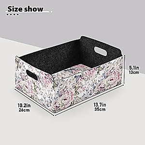 xigua Large Foldable Storage Bins, Felt Storage Basket with Handles, Storage Containers Organizer for Clothes, Toys, Shelves, Closet, Office, Bedroom, Bouquets Of Roses
