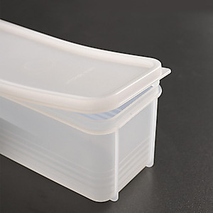 FEOOWV Set of 6 Pasta Storage Containers with Lid, Airtight Spaghetti Noodle Holder Rectangular Chopstick Storage Box Sealed Noodle Canisters for Refrigerator, Kitchen Pantry (White)