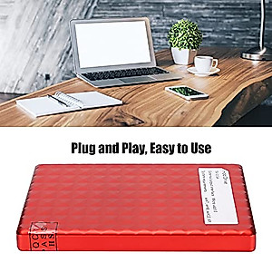 GOWENIC External Hard Drive HDD, Ultra‑Thin Portable Hard Drive SSD, Mirco USB3.0 External Hard Drive HDD Suitable for OS X/XP / Win7 / Win8 / Win10 / Linux (Red)(500GB)