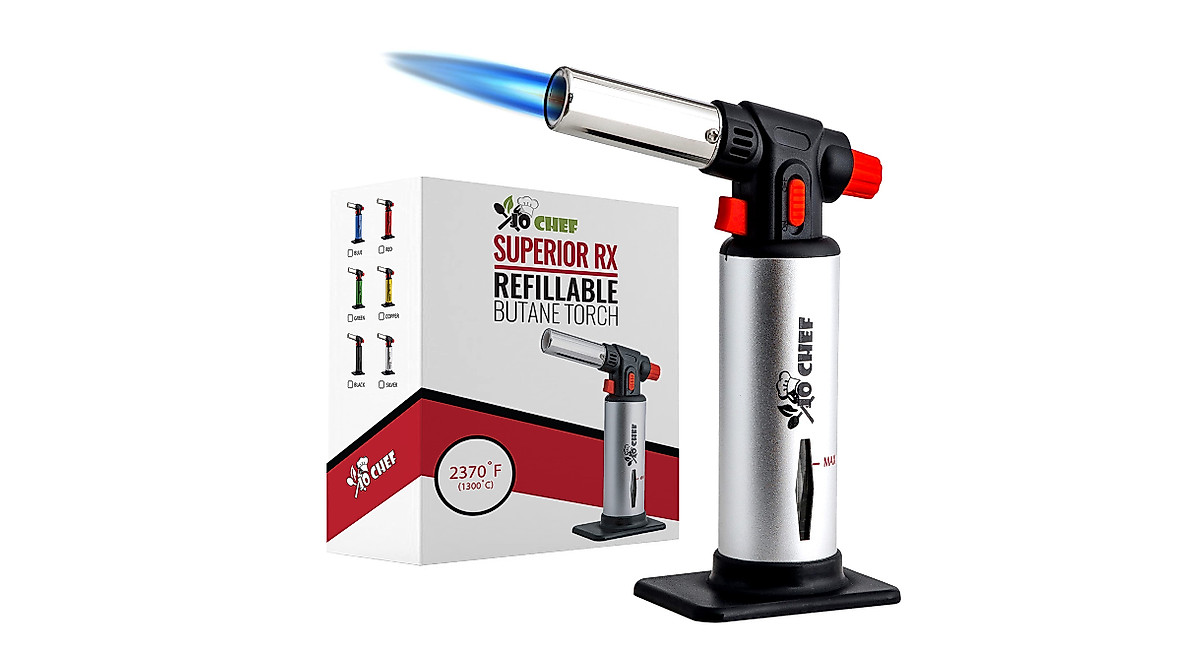 Jo Chef Kitchen Torch, Blow Torch - Refillable Butane Torch With Safety ...