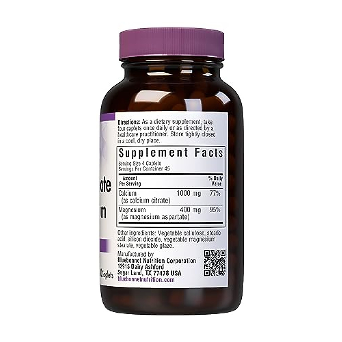 BlueBonnet Calcium Plus Magnesium Caplets, 180 Count