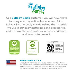 Lullaby Earth Non-Toxic Crib Mattress - Waterproof - Fits Standard Baby and Toddler Bed, White