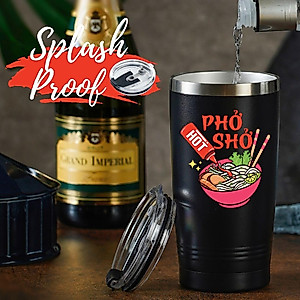 Onebttl Pho Gifts for Men Women, Pho Lovers, Vietnamese, Coworkers - Pho Sho - Stainless Steel 20Oz Tumbler, Black