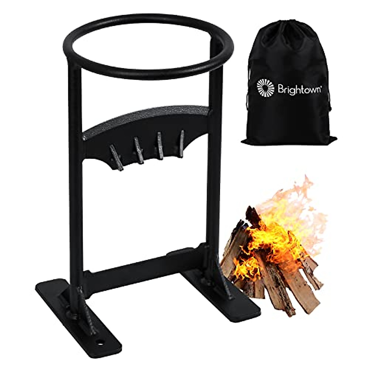Brightown Firewood Kindling Splitter, Manual Kindling Wood Splitting Tool, Cast Steel Log Splitter Wedge, Hand Sturdy Heavy Duty Firewood Cutter Splits Firewood Safely for Home & Campsite